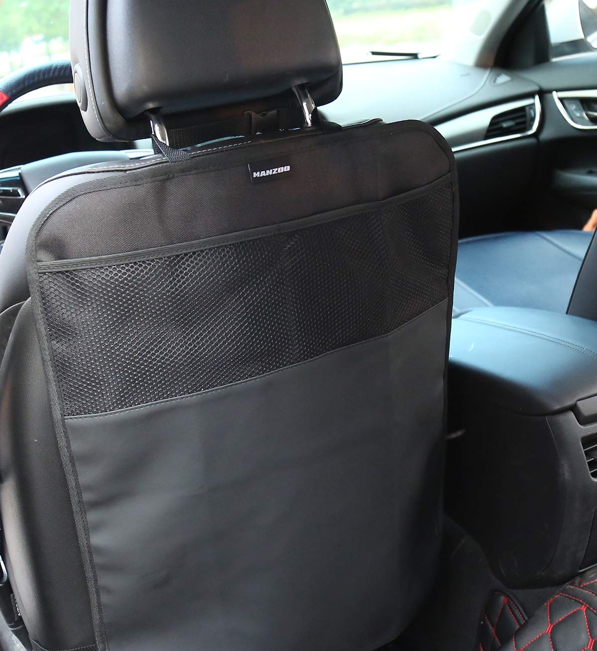 MAMZOO Kick Mats Seat Protector with Organizer - Easy to Clean Backseat Protector with 2 Extra Large Organizer Pockets for Car, SUV, Minivan Or Truck Seats
