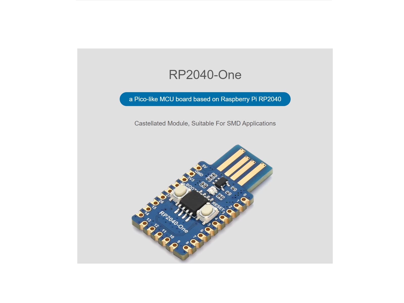 waveshare RP2040-One Microcontroller Development Board Type-A 4MB Flash Pico-Like MCU Board Based on Raspberry Pi RP2040,PCB USB-A Port,Support C/C++,MicroPython