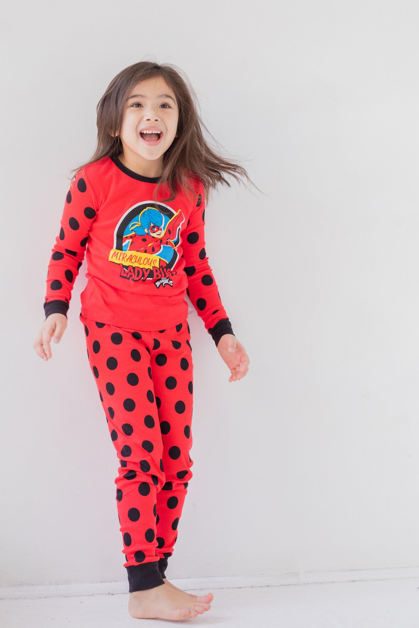 Miraculous Ladybug Big Girls Breathable Pullover Pajama Shirt & Pajama Pants Red 10-12