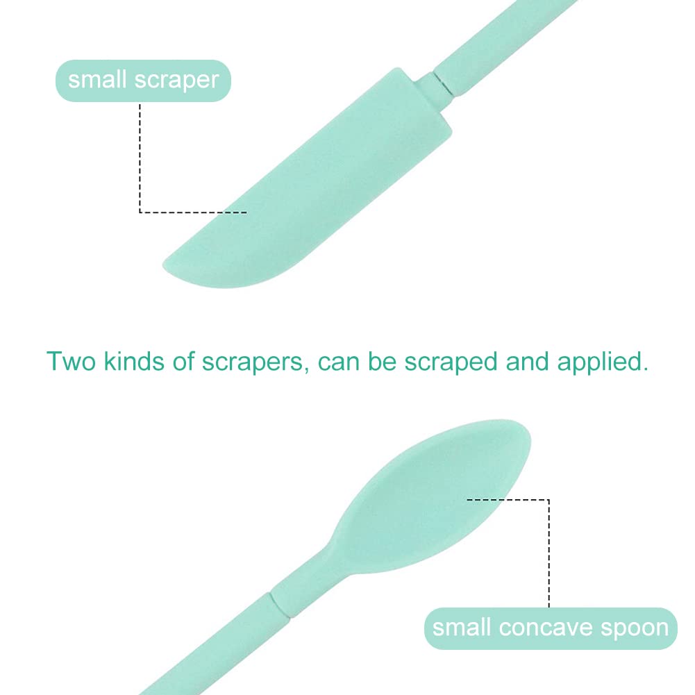Veki Mini Retractable Makeup Scraper Tool Last Drop Spatula 2 Kinds of Bottle Scrapers Silicone Scraper Suitable for Beauty Lotion Cosmetic and Kitchen Jar Long Spatula(2pcs)(Green)