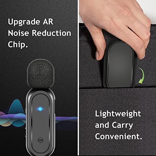 NEWWARE Wireless Lavalier Microphones for iPhone iPad, Lapel Mic with Charging Case and LCD Display, Plug-Play, Noise Reduction, for Recording, Vlog, TikTok, Live Stream (K63)