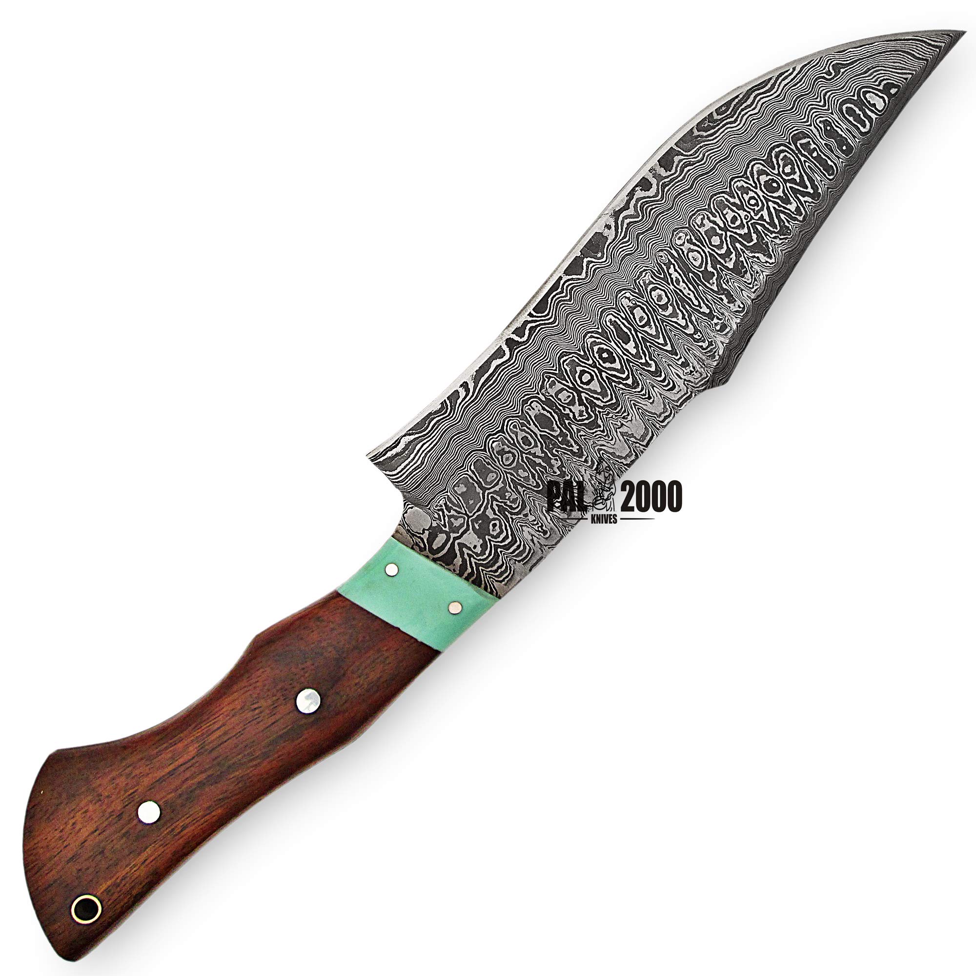 PAL 2000 HUNTING KNIVES Ssat 9902 Handmade Damascus Steel Custom Knife Solid Rose Wood Handle Knife With Sheath