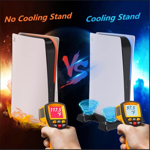 PS5 Stand with Cooling Station for PlayStation5 Disc & Digital Edition, Dual PS5 Controller Charging Station Dock, with Cooling Fan,11 Games Storage