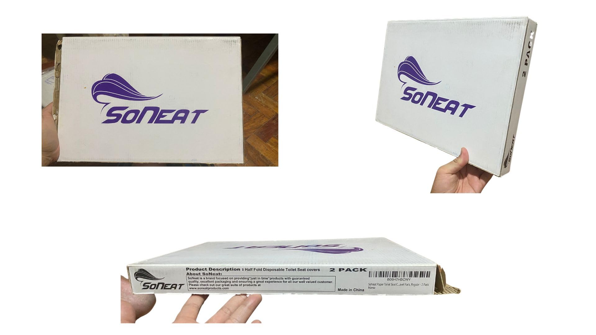 SoNeat Half-Fold Toilet Seat Cover and ABS Plastic Dispenser Set - 400 CT XL Flushable Disposable Toilet Seat Cover Pack for Commercial, and Travel Accessories, 2 Pack, Regular