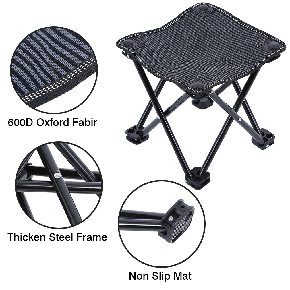 MeiLiMiYu Portable Folding Camping Stool Small Camp Stool Compact Lightweight Foot Stool with Carry Bag