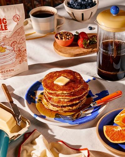 LONG TABLE Popcorn Pancake and Waffle Mix | Shark Tank's Favorite | High Protein, Fiber-Rich, Heirloom Grains | 4-Pack"