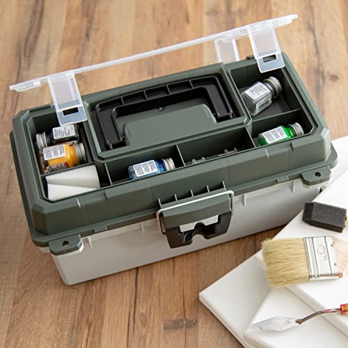 Sheffield 12670 13" Tackle Box, Fishing Gear Organizer for Fly Fishing, Flip-Up Lid, Lift-Out Tray, Stackable Storage, Made In USA