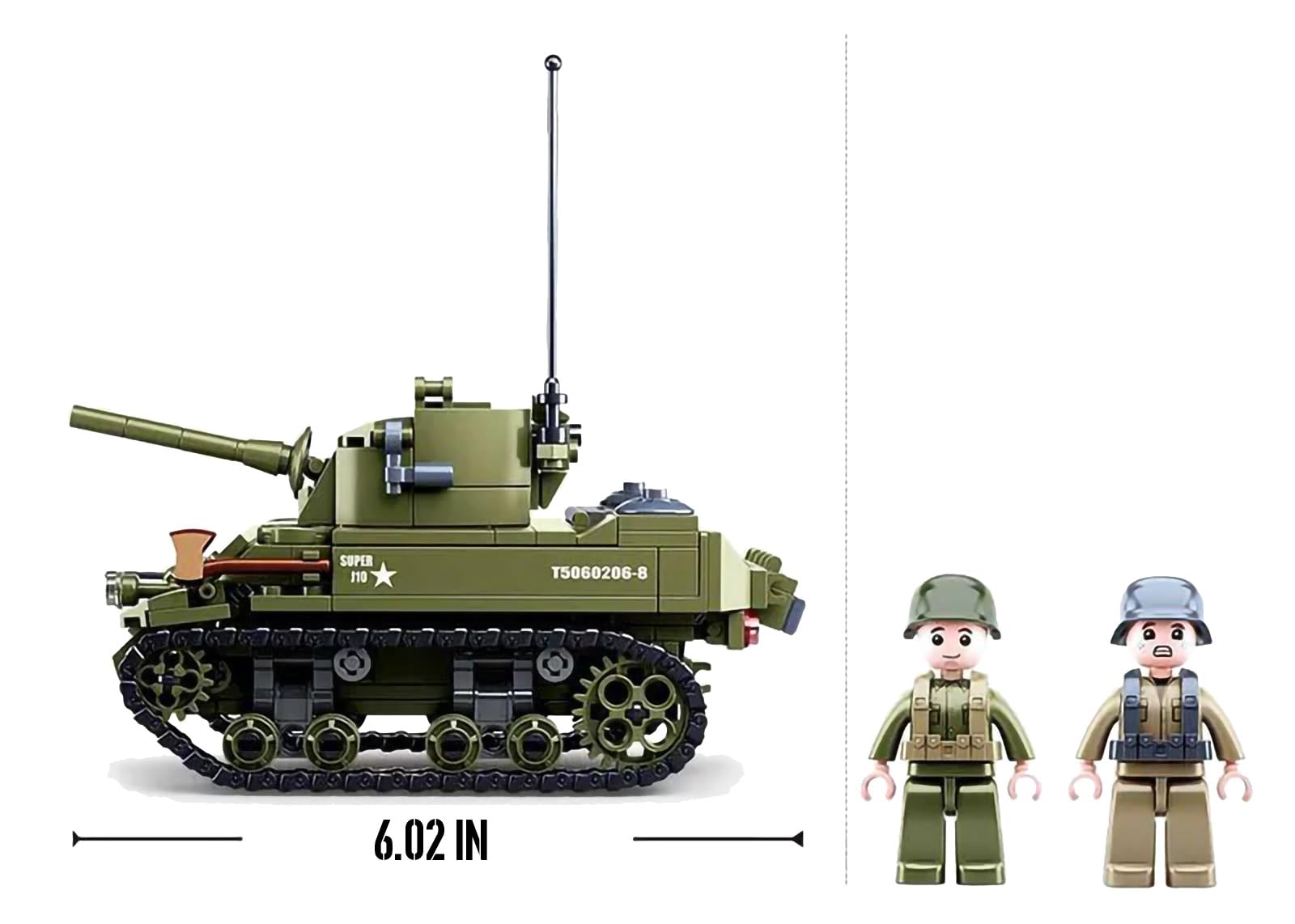 M5A1 Stuart Light Tank US Army 280pc Building Block Kit by Battleship Bricks