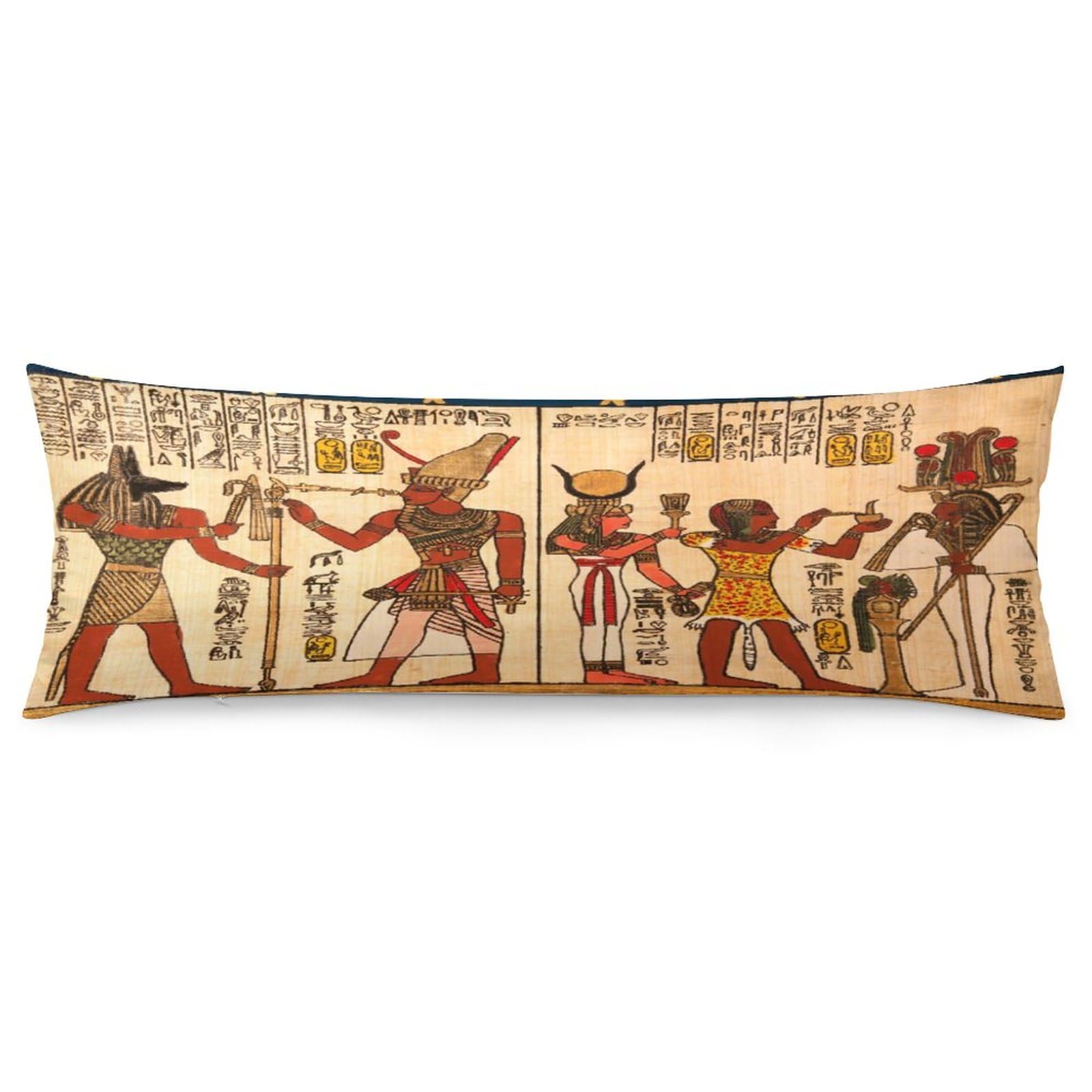 Lycomify Body Pillow Cover,Egyptian Papyrus Antique Hieroglyphs Printed Long Pillow Cases Protector with Zipper Decor Soft Large Covers Cushion for Beding,Couch,Sofa,Home Gift 20"x54"