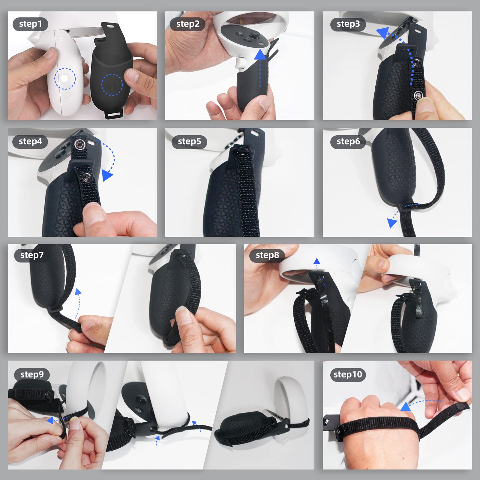 NexiGo Touch Controller Grip Cover with Velcro Knuckle Straps for Oculus Quest 2, Quest 2 Touch Controller Grip Accessories, Anti-Throw Handle Protective Sleeve, Black