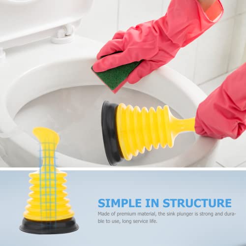 VILLCASE Mini Sink Plunger with Ergonomic Handle, Kitchen Drain Plunger, 4.2 x 4.2 x 7, Suction Power to Unclog Slow Sinks, Drains, Tubs, Showers, Yellow 2- pack