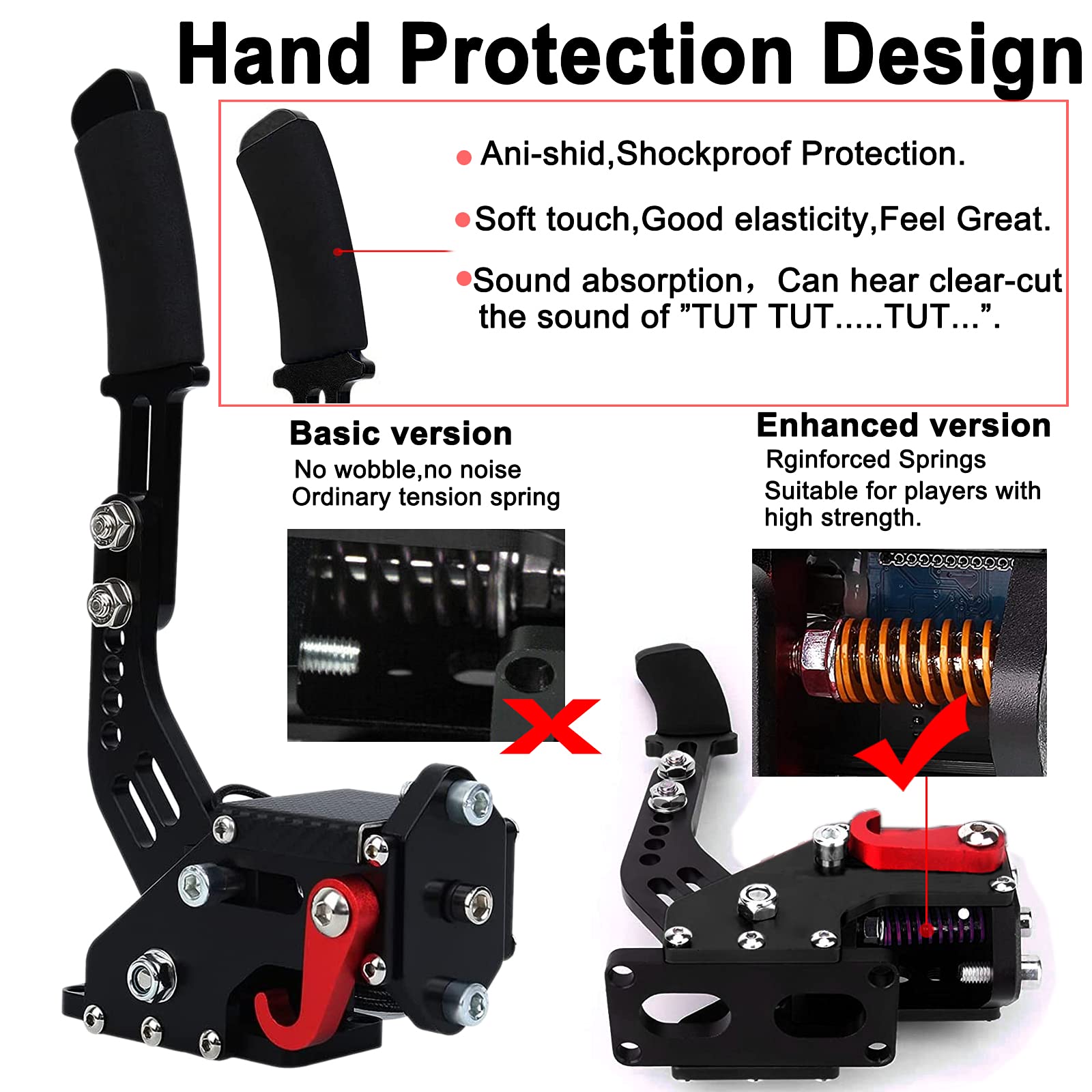 Obokidly Upgrade 2-in-1 USB Handbrake Support G920 Compatible with Xbox ONE & PC for Simracing Game Sim Rig with Clamp and Black Stainless Steel Fixed Plate,not for G923 (Black)