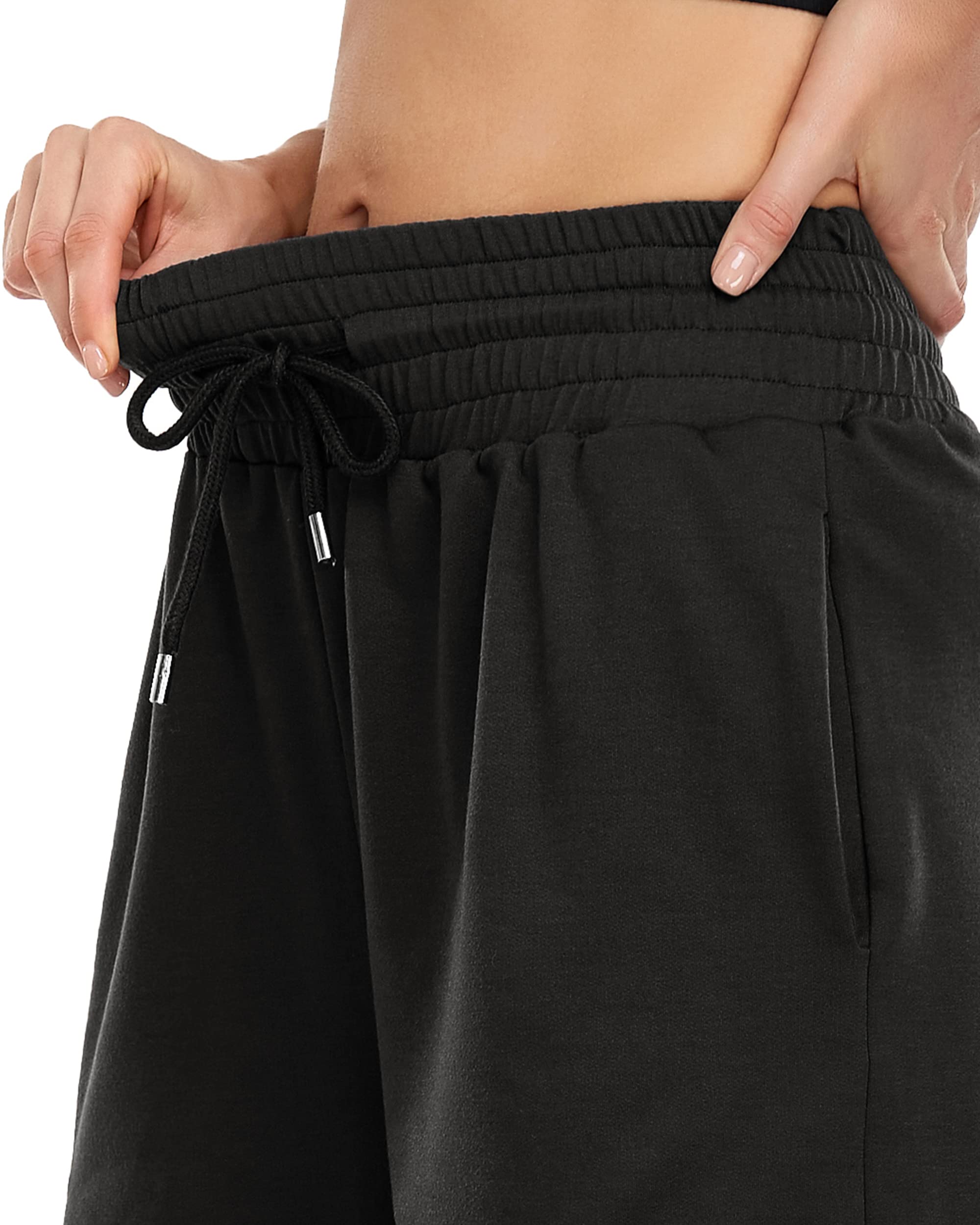 MIRITY Womens Casual Sweatpant Shorts with High Waist Drawstring and Pockets for comfy Sports