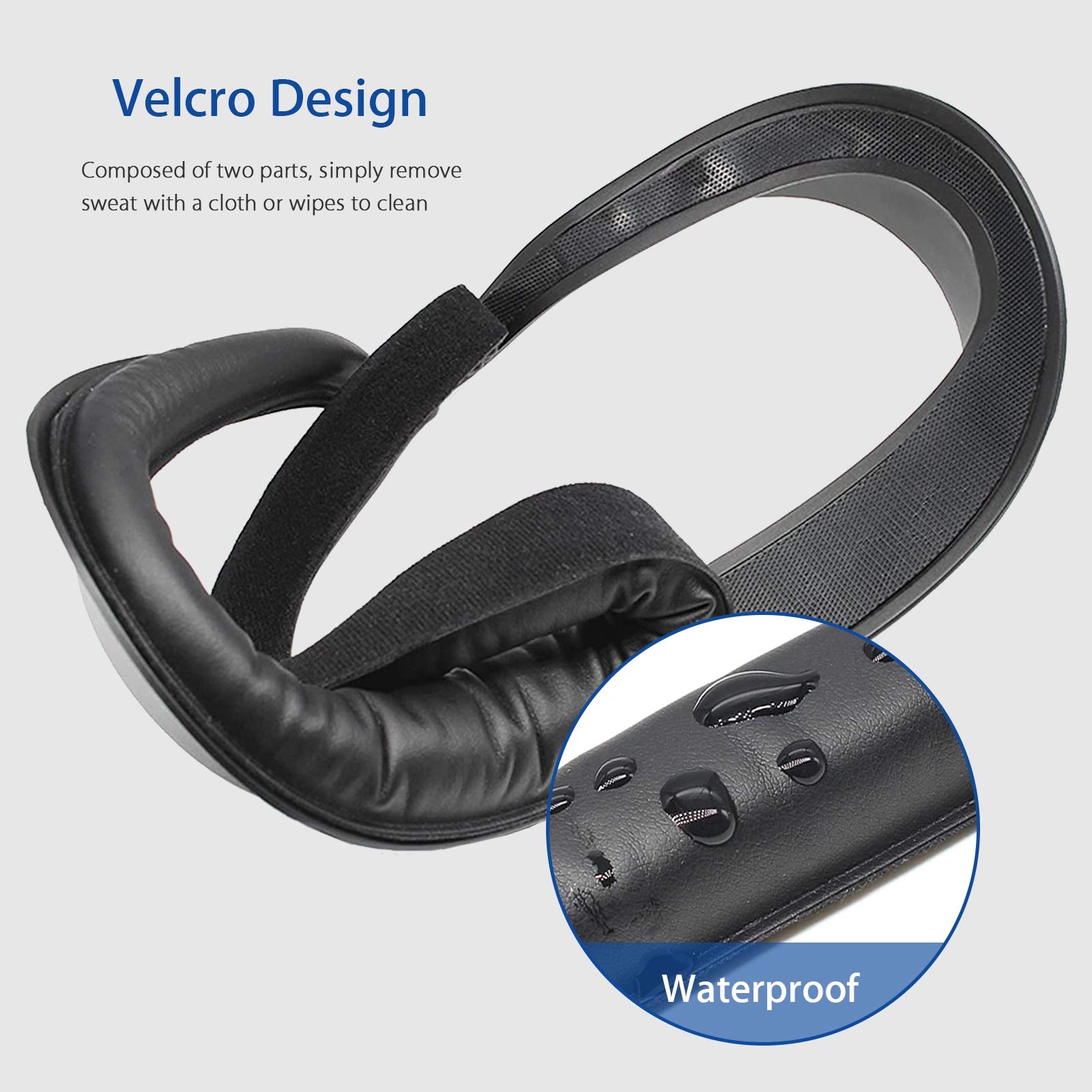 NexiGo VR PU Leather Face Fit Pack & Lens Cover Set for Quest 2, 360 Degree Stereo Gaming Headphones with Custom-Length Short Cable, Sweat & Dust Proof Professional Accessories
