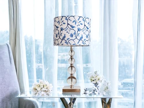 Tristan Home Premium Blue and White Floral Cylinder Drum Lamp Shade Spider Fitting 13x13x9 Inches