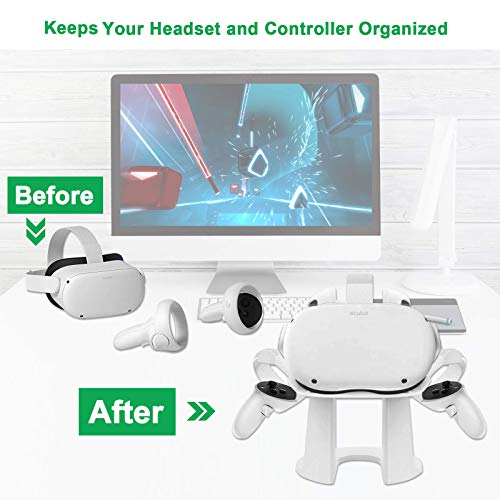 NexiGo VR Stand with Controller Holder, VR Headset Display Stand and Controller Mount Station for Oculus Quest 1/2, Oculus Rift S, Oculus Rift, White