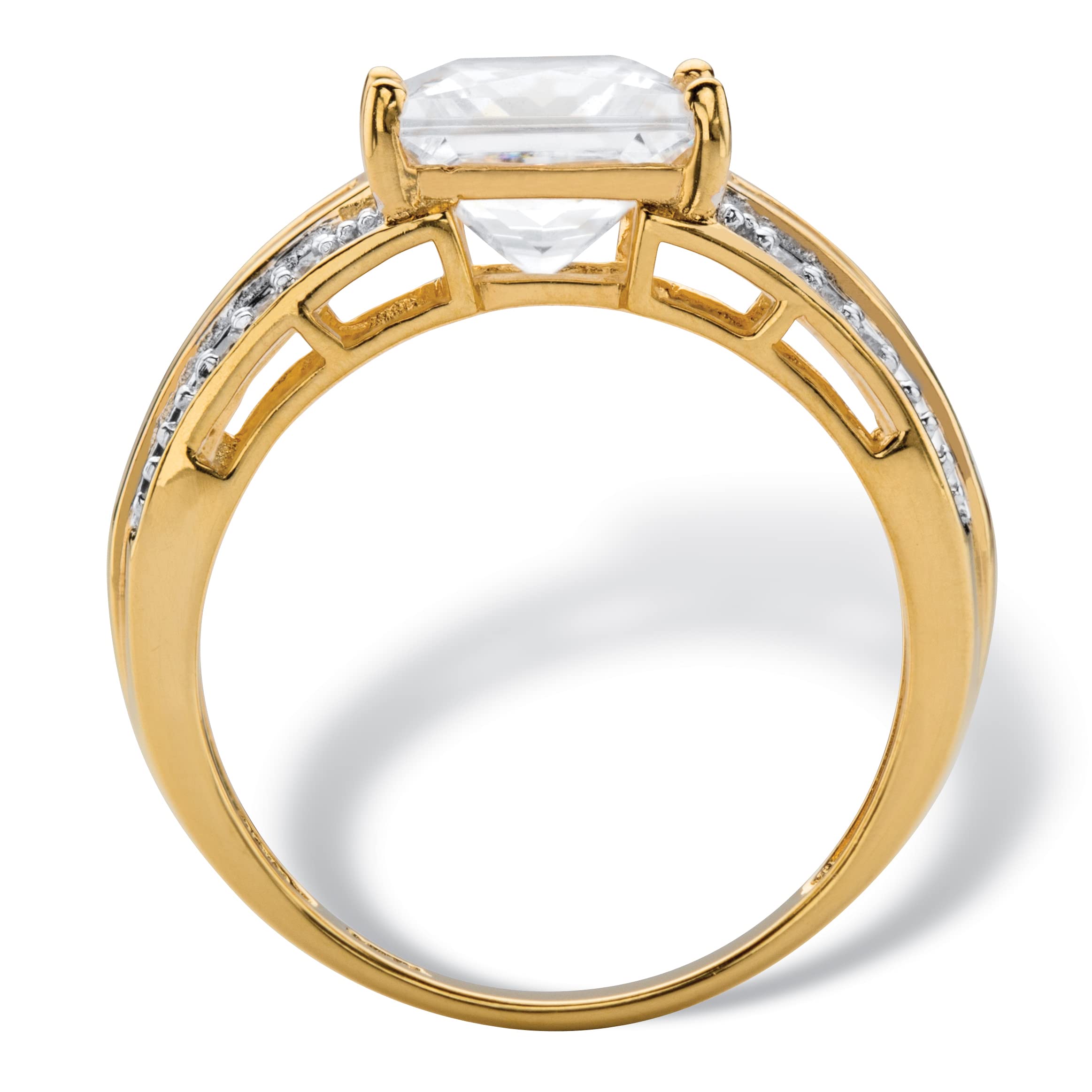 PalmBeach 10K Yellow or White Gold Princess Cut Cubic Zirconia Multi Row Engagement Ring Size 10