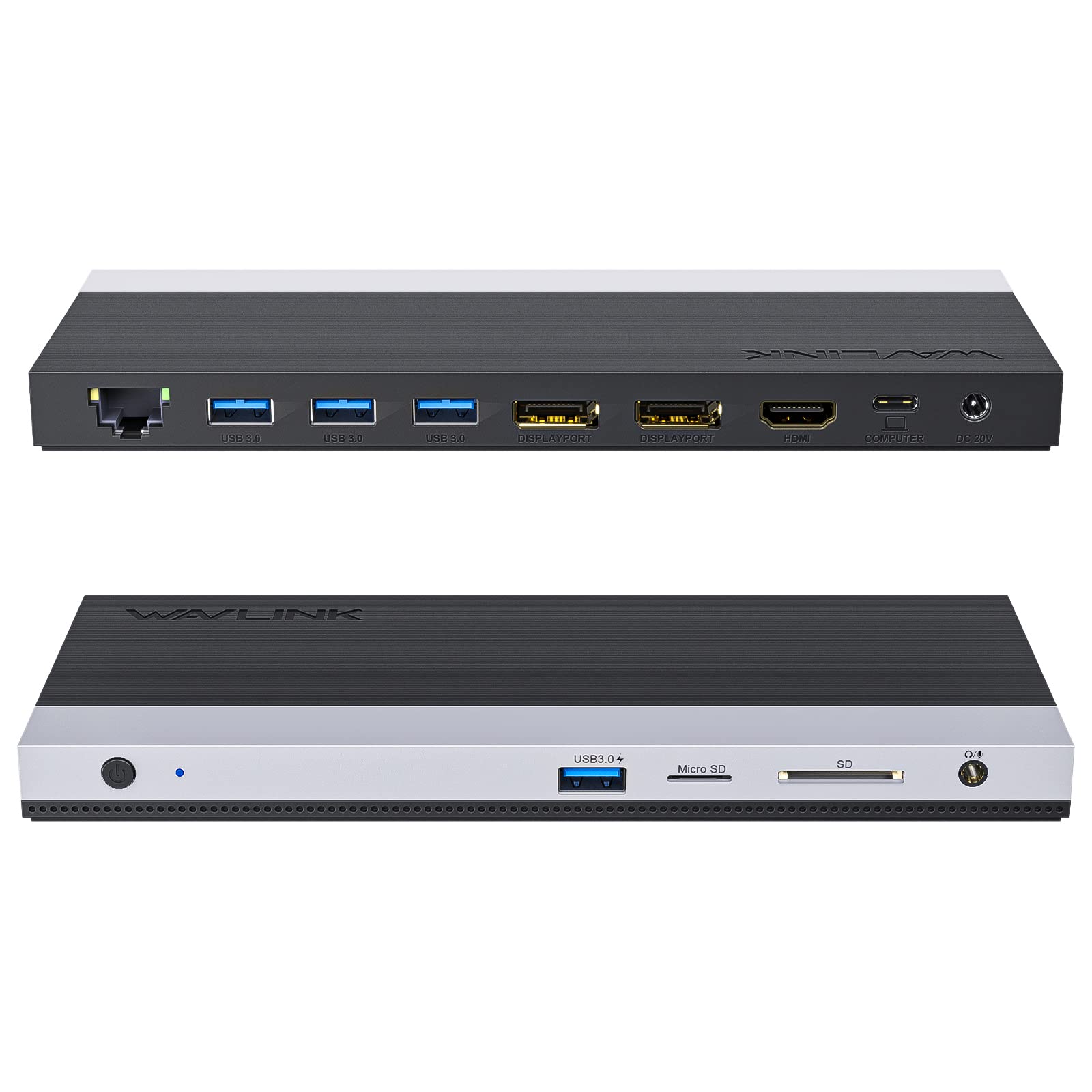 WAVLINK USB C Docking Station with 100W Power Adapter, Triple Display for Windows Mac Thunderbolt 3/4, 4K USB C Dock 65W PD, Dual Displayport and HDMI, 4 USB, Ethernet, SD/TF Card Reader,Audio