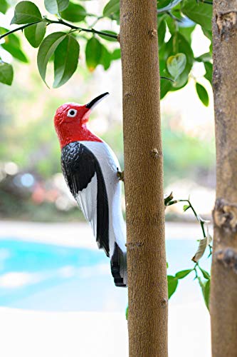 Woodpecker Tree Ornament Decoy Plastic & Metal Decorative Deterrent & Repeller- Easy to Mount-House, Tree or Gift 9" Tall