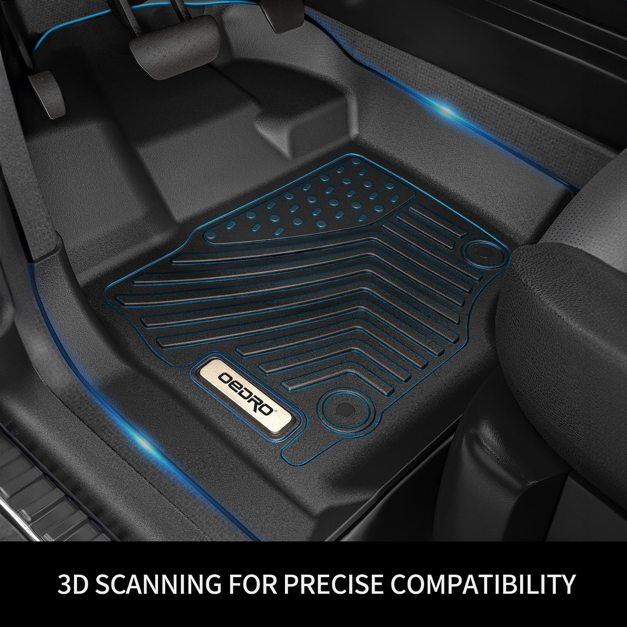 OEDRO Floor Mats Fit for 2015-2019 Ford Explorer Without 2nd Row Center Console, TPE All Weather Car Mats Accessories Includes 1st 2nd and 3rd Row Full Set Liners