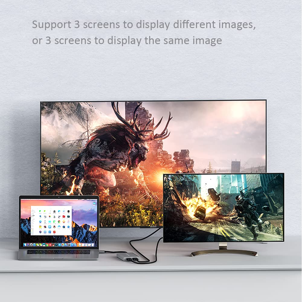 WJESOG USB 3.0 to Dual HDMI Adapter (MST) Both Windows and Mac OS Systems can Support mirroring and Expansion Mode, Compatible with M1 chip