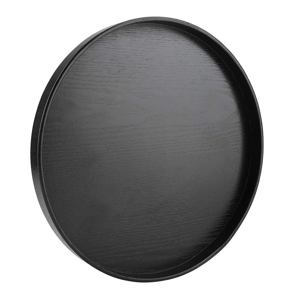 Round Wood Serving Tray Wooden Plate Tea Food Server Dishes Water Drink Platter