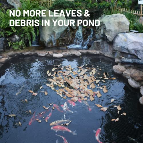 PatioGem Pond Netting, 15β x 20β Pond Netting for Koi Ponds, Durable & Sturdy Pond Net to Catch Leaves & Debris, Drive Herons, Raccoons, Cats & Predators Away, Handy Accessories Included (3/8β Mesh)