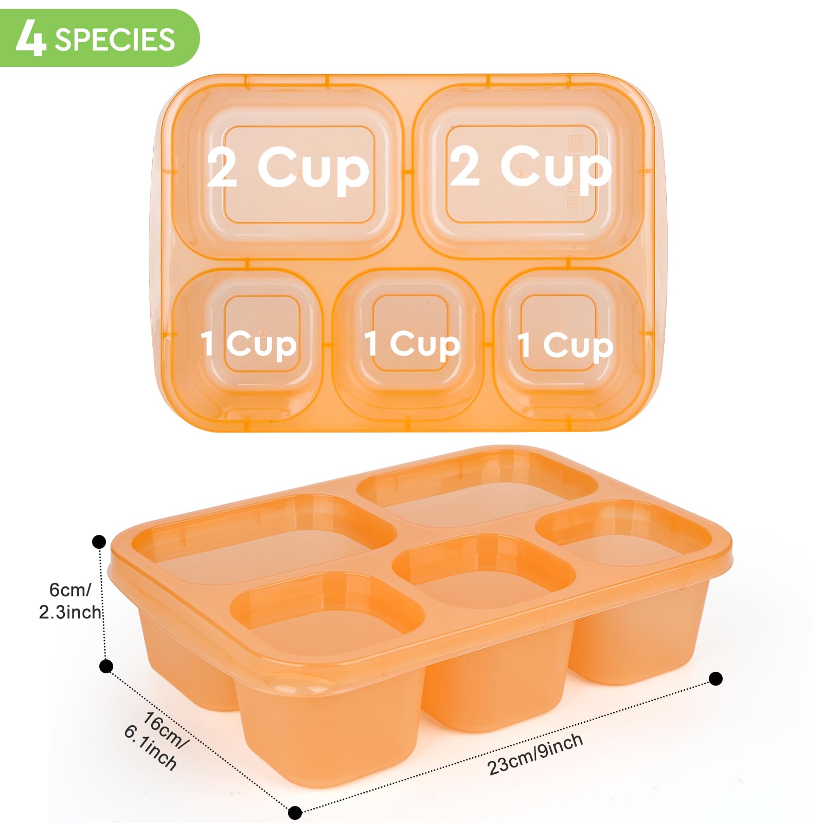 Lunbxx Bento Lunch Boxes - Reusable 5-Compartment Food Lunchables Containers, Snack Boxes For Adults Container for School, Work, and Travel, Set of 4 (Pastels)