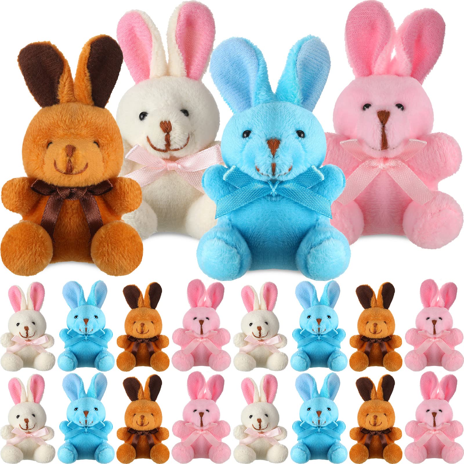 Sanwuta 36 Pieces 4 Inch Easter Mini Bunny Plush Bunnies Stuffed Bulk Tiny Rabbit Stuffed Easter Stuffed Toys Bunny Party Favors Bunny Animals for Easter Eggs Filler, Easter Baskets Filler, 4 Colors