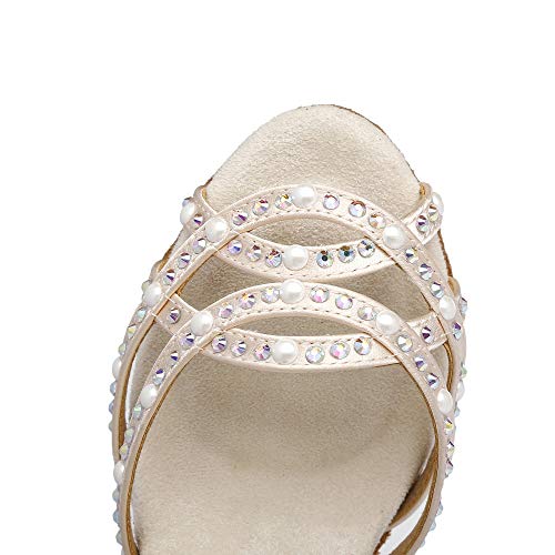 Pierides Women's Rhinestone Ballroom Dance Shoes Latin Performance Wedding Shoes for 1920s Party Shoes,2.75" Heel,11 US