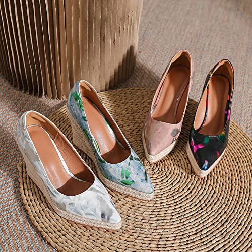 Spring and Autumn New Slope Heel Thick Sole Pointed Shallow High Heel Slope Heel Shoes Hidden Wedge Tall Boots Women