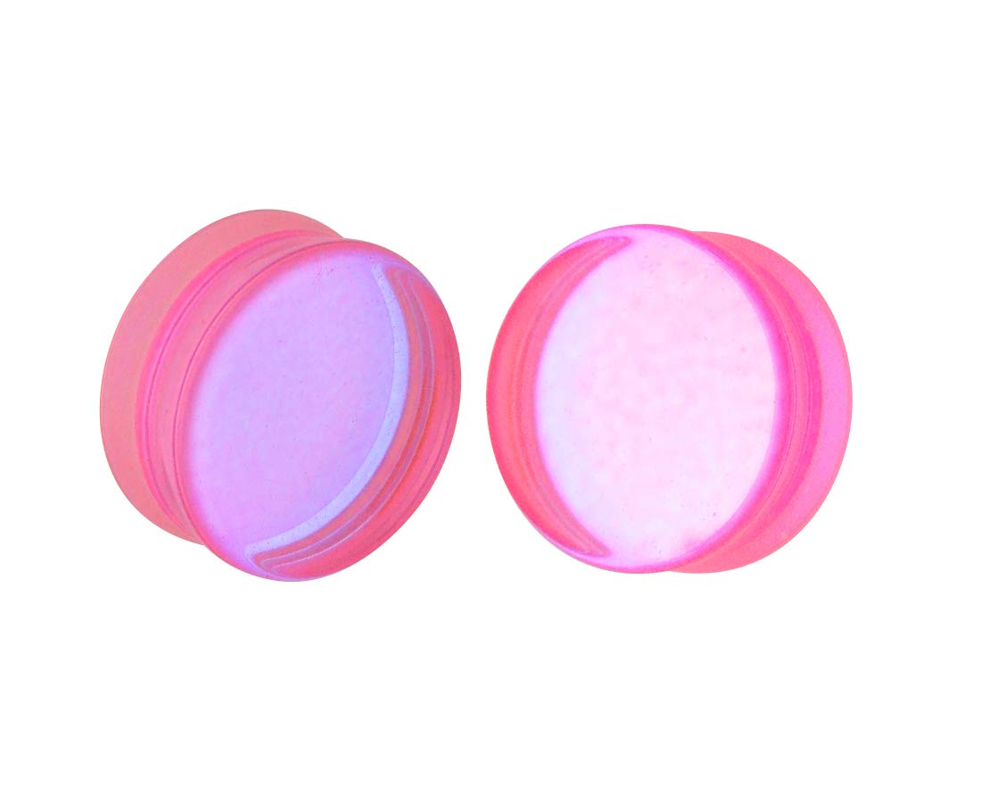 Mystic Metals Body Jewelry Pair of Pink/Aqua Iridescent Double Sided Double Flare Glass Plugs (PG-544) (0g (8mm))
