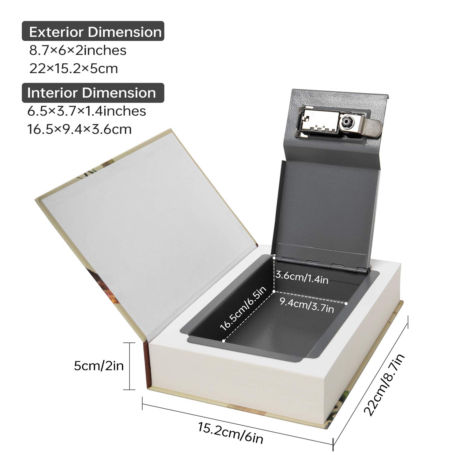 Real Paper Transfer Book Safe, Hollow with Secret Hidden Compartment, Combination Lock, 8.7"×6"×2" (Alice-Combination)