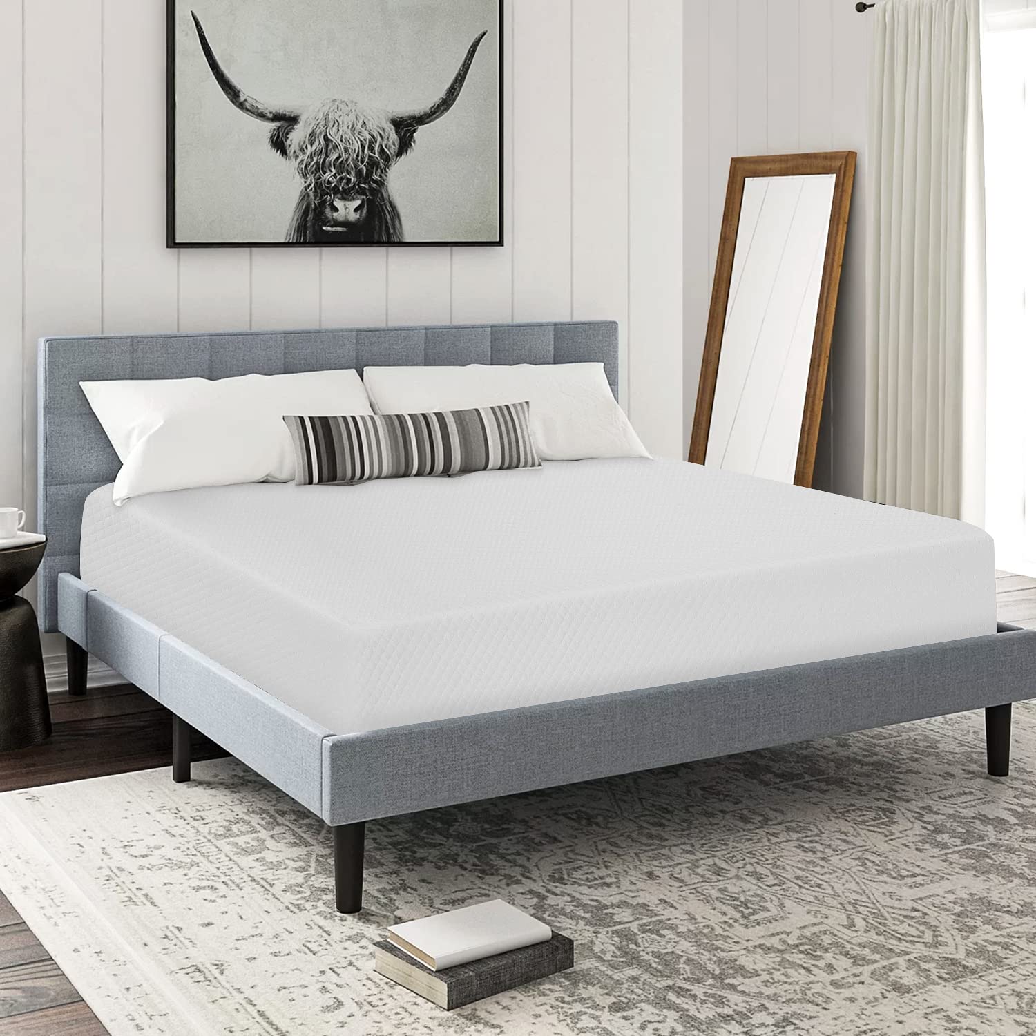 Mattress 8 inch Gel Memory Foam Mattress for Cool Sleep & Pressure Relief, Medium Firm Mattresses CertiPUR-US Certified/Bed-in-a-Box/Pressure Relieving,Queen/King/Twin/Full (King)