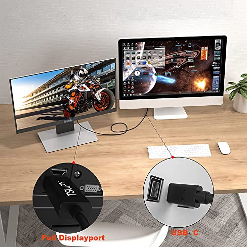 TSUPY USB 3.0 HUB 4-Port USB Hub with 3.3ft Extend Cable Ultra-Slim USB Splitter HUB, USB C to Displayport Cable 4K@60Hz