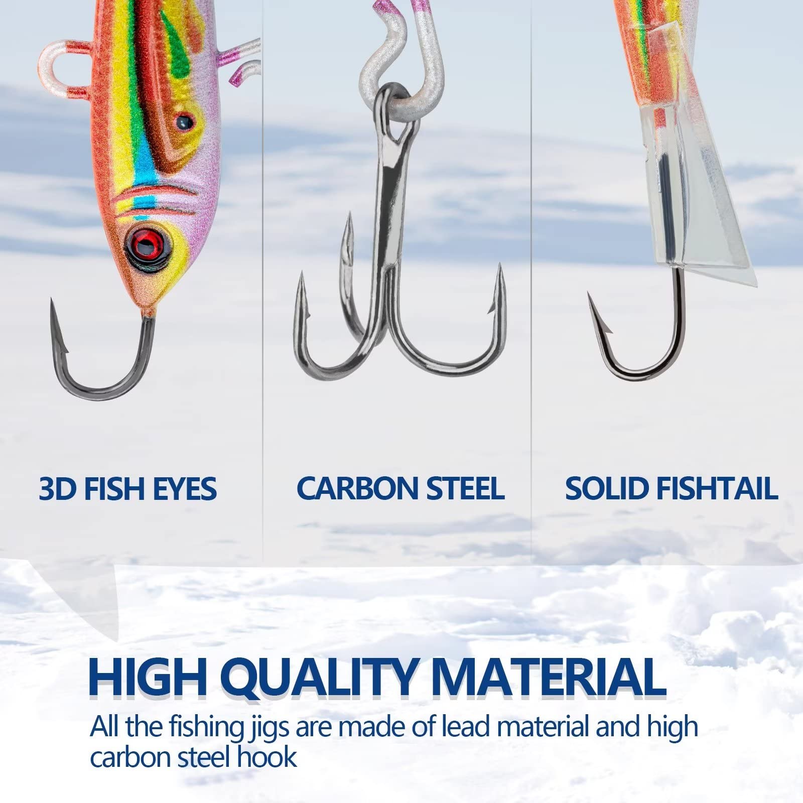 THKFISH Ice Fishing Jigs Vertical Jigs Kit Ice Fishing Tackle B-18g+D-21g