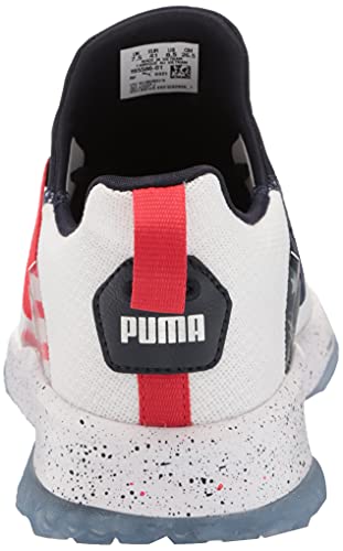 Puma Men's Fusion Evo Stars & Stripes Golf Shoe, White-Navy Blazer-High Risk Red, 7.5