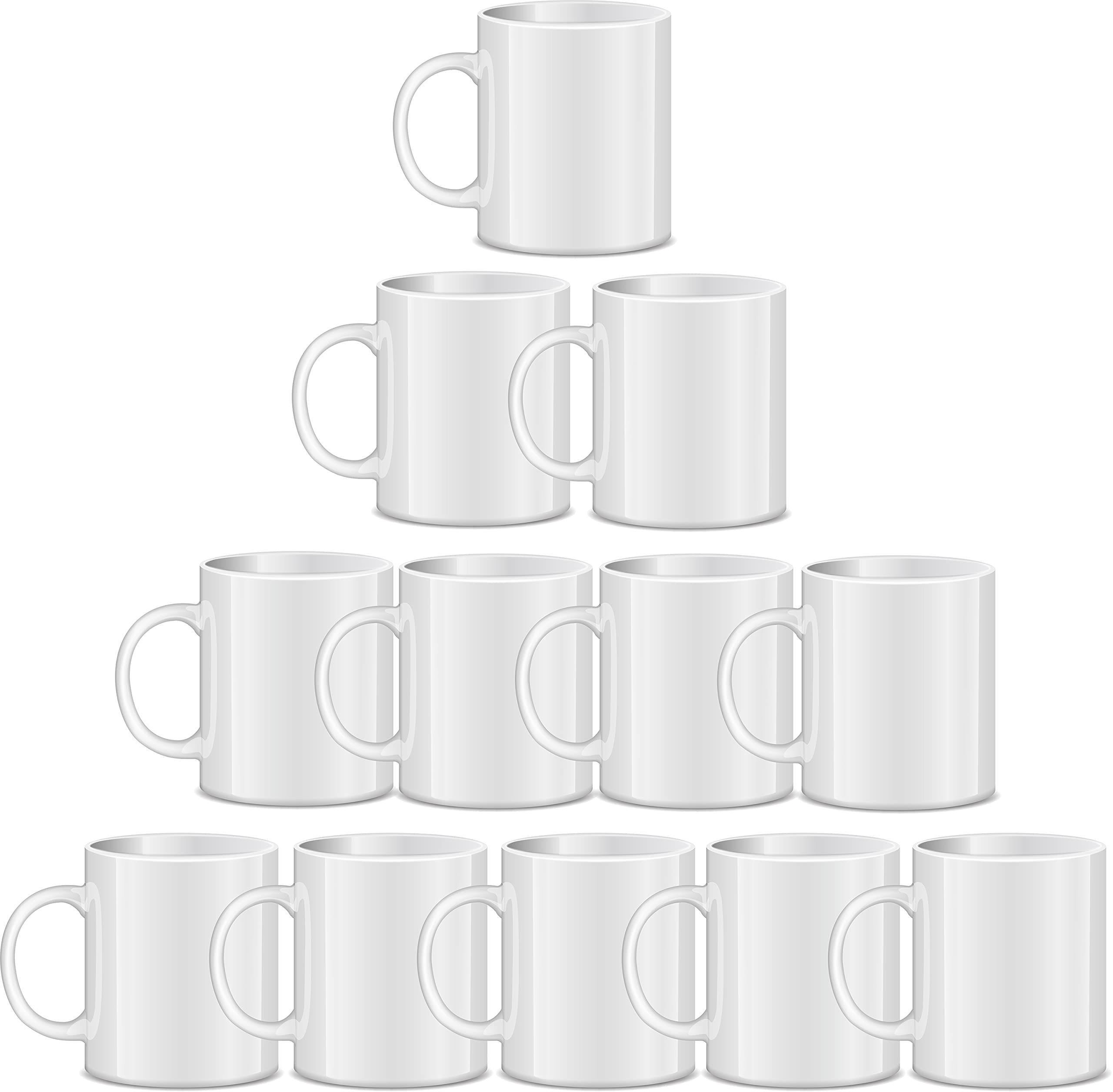 RAINBOWTIE Sublimation Mugs, Sublimation Mugs Blank, 11oz Sublimation Coffee mugs,White Coated Ceramic Cup, Mug Sets - set of 12