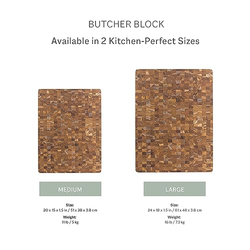 Teakhaus Butcher Block Cutting Board - Medium Wooden Cutting Board - Teak End Grain Wood - Knife Friendly - FSC Certified