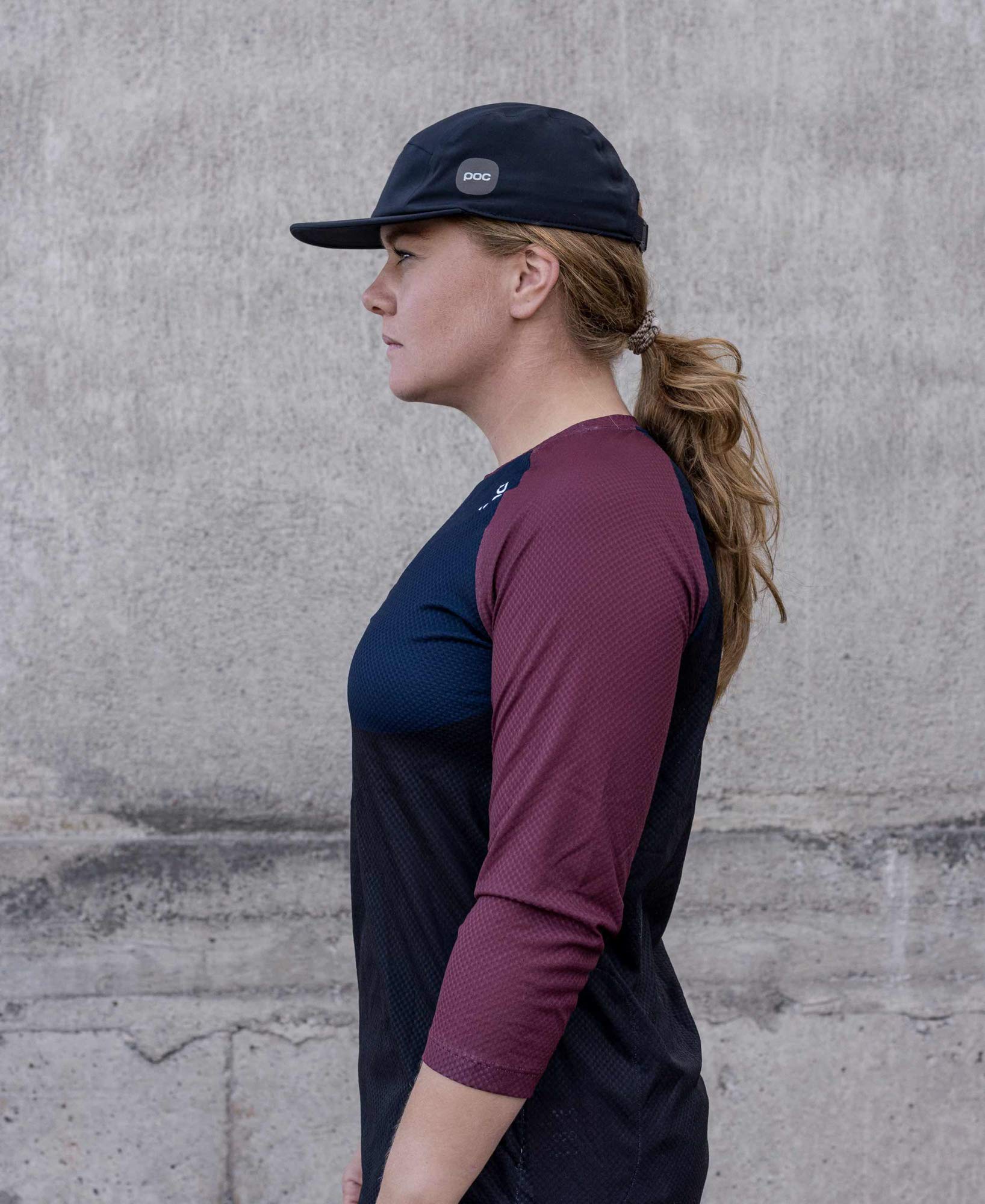 POC, W's Mountain Biking Pure 3/4 Jersey, Propylene Red/Turmaline Navy/Uranium Black, LRG