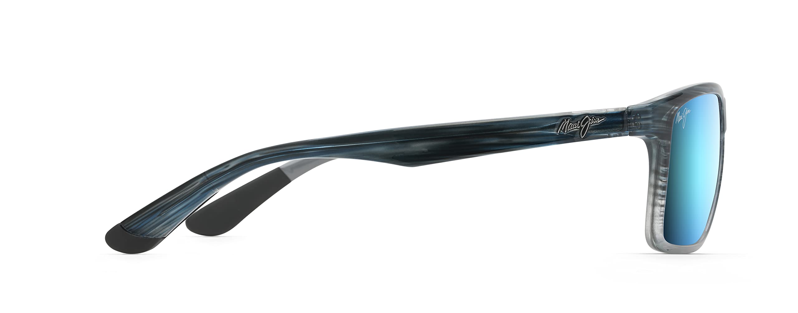Maui Jim Men's Onshore Polarized Rectangular Sunglasses, Blue Black Stripe Fade/Blue Hawaii, Large