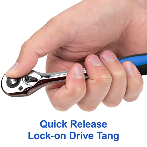 TR TOOLROCK 3PCS Ratchet Set,1/4" 3/8" 1/2-Inch Drive Socket Wrench 72-Tooth Quick-Release Reversible CR-V Gear Torque Spanner with Soft Grip Handle Hand Tools…