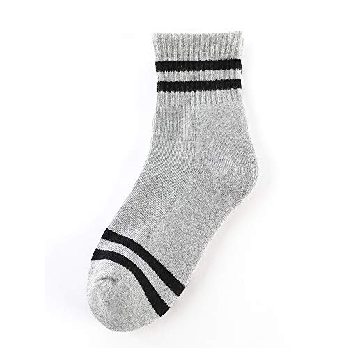 Oohmy Boys Girls Athletic Ankle Socks 8 Packs Terry-loop Cushion Warm Autumn Winter Combed Cotton Socks Shoe Size 12-6 Typical Age 5-10 years old (GRAY, Large)