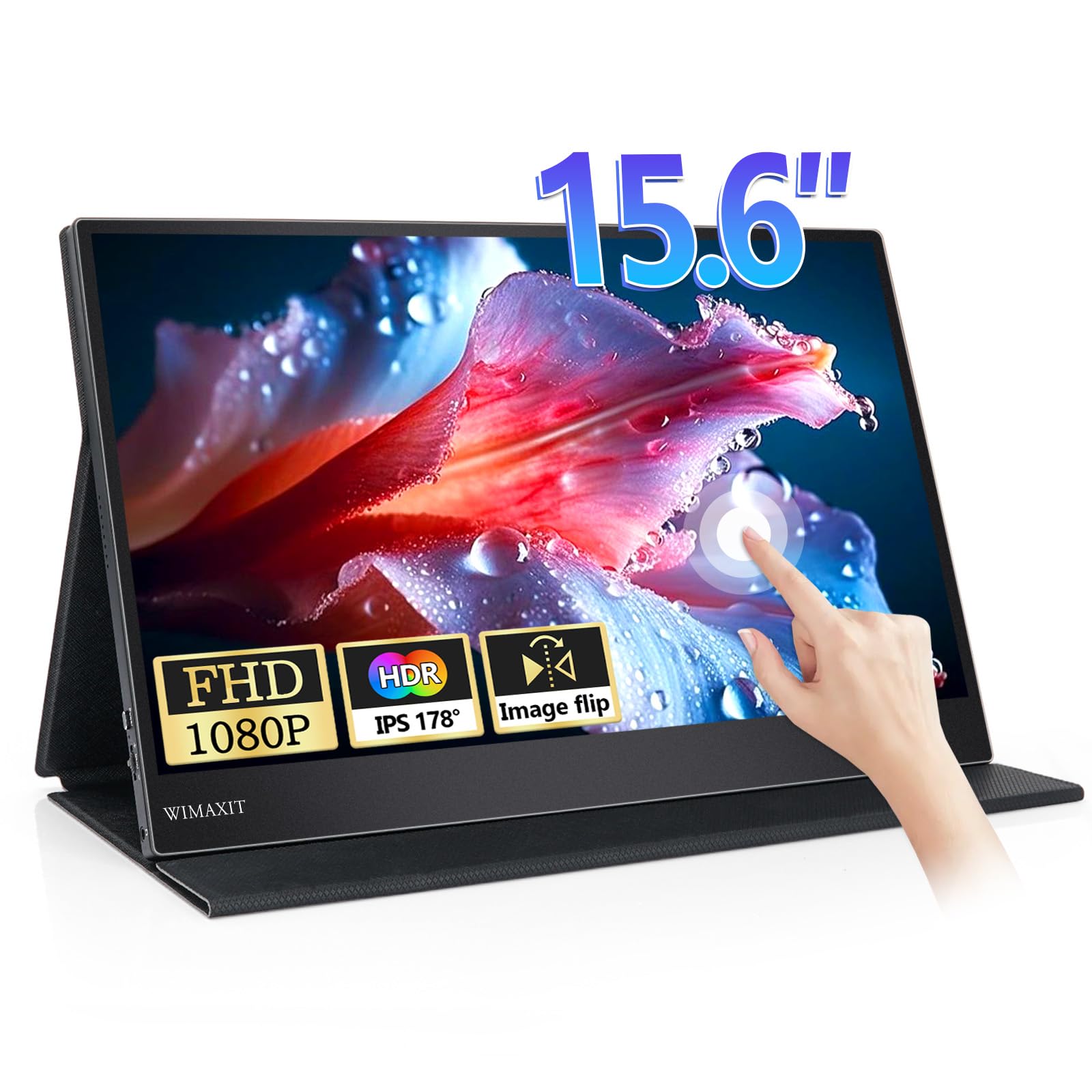 WIMAXIT Portable Monitor 15.6inch Compatible for MacBook Macos,Windows OS Touch Functions HDR IPS Non-Glare Laptop PC Monitor