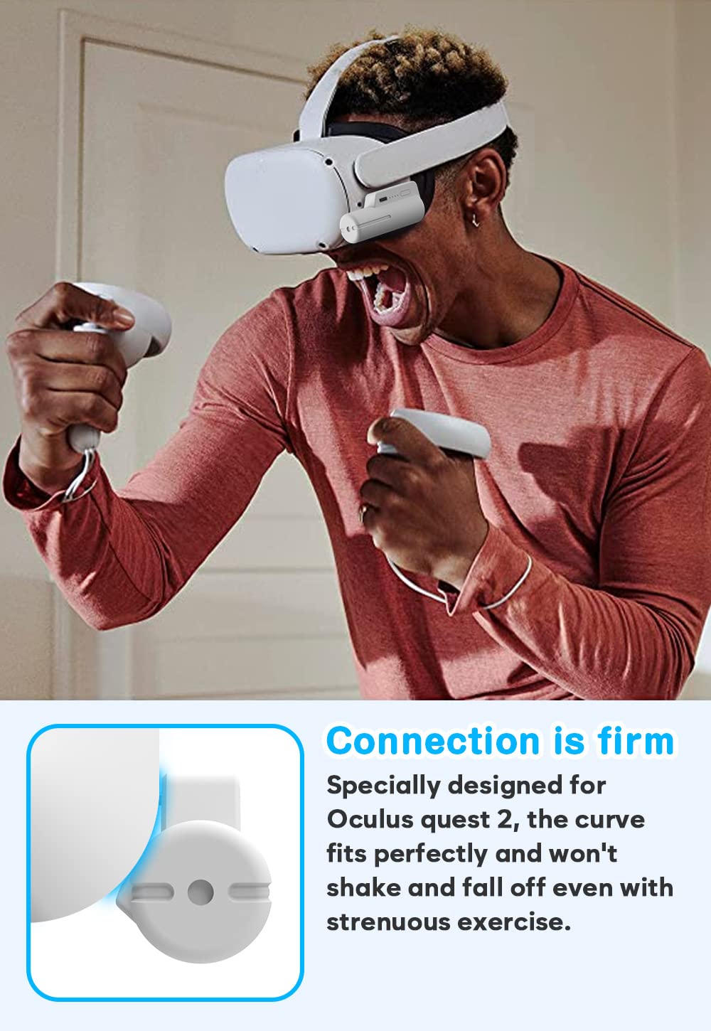 Topbuy 5000mAh Rechargeable Battery Pack for Meta/Oculus Quest 2 Battery Pack Lightweight VR/Quest 1/USB-C Phone Extends Battery Extends 2-4 Hours of Playing Time
