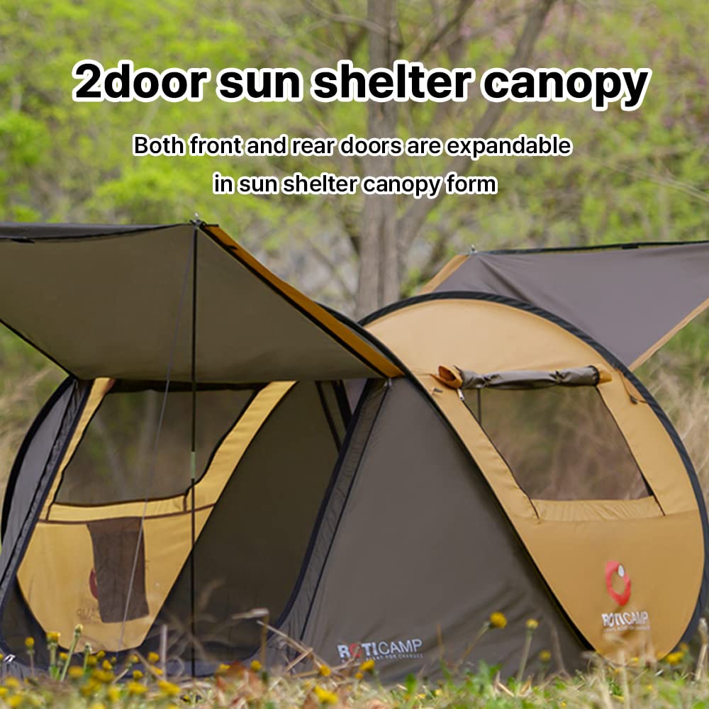 ROTICAMP Canopy Camping Tent Pop Up Tent 3-4 Person, Automatic Setup, Instant Tents for Camping, Hiking & Traveling, Olive Khaki