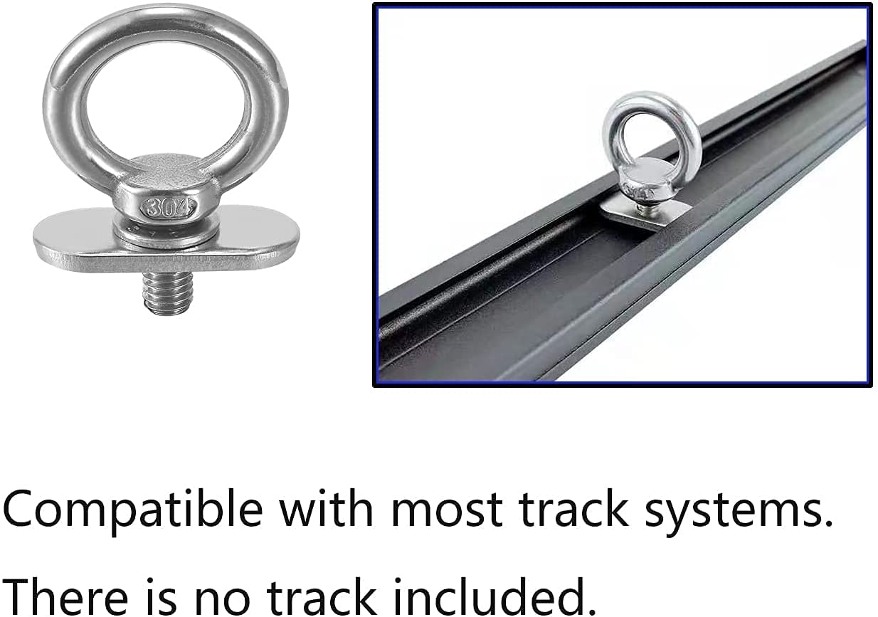NiexBin 10 Pack Full 304 SS, Track Mount Tie Down Eyelet, Hold Bungee Cord or Ropes Up to 0.6inch, Marine Hardware
