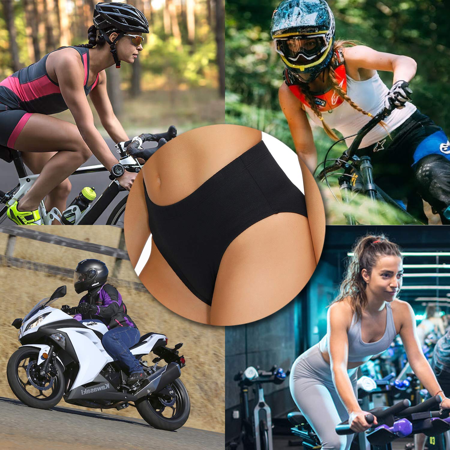 THRLEGBIRD Women's Cycling Underwear 3D Padded Bike Shorts Underwear Bicycle Briefs MTB Undershorts Black
