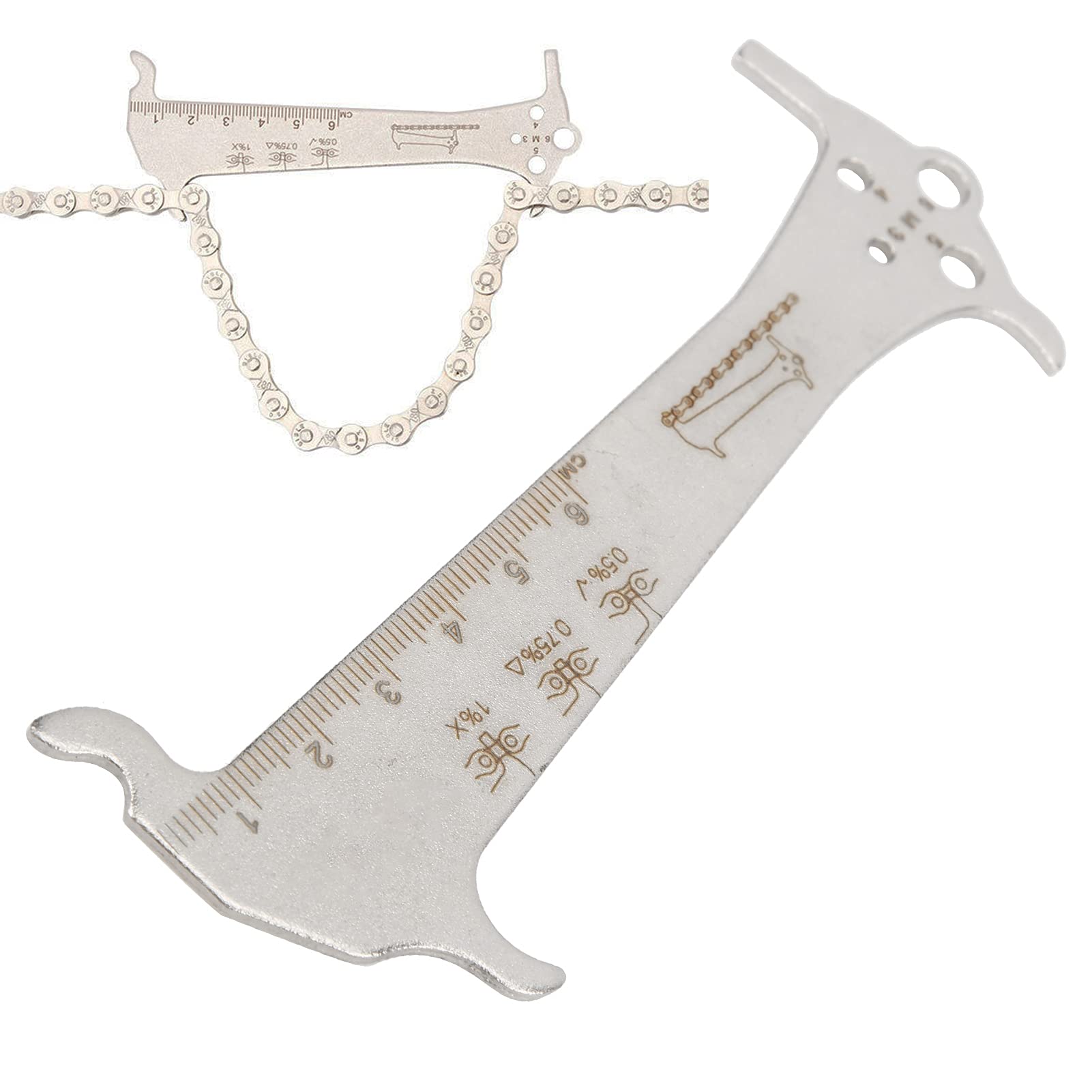 Silver 3 in 1 Mountain Bike Chain Measuring Ruler Road Bike Chain Wear Measuring Tool Durable and Burr Free