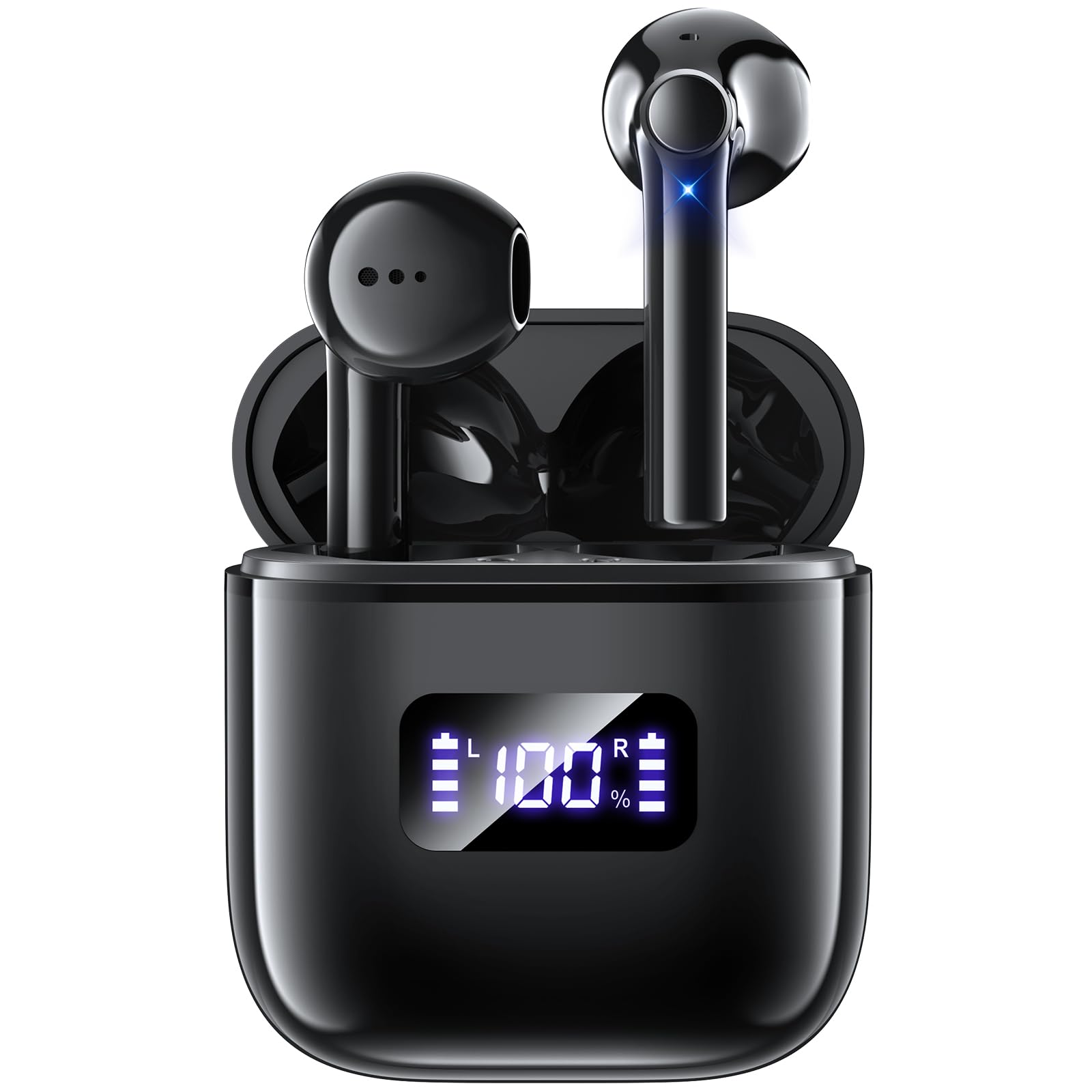 maddlon Wireless Earbuds Bluetooth 5.3 Headphones with Charging Case, Lightweight Earphones with Mic for Android/iOS Cell Phones, True Wireless Stereo Ear buds for Calls and Music-Black